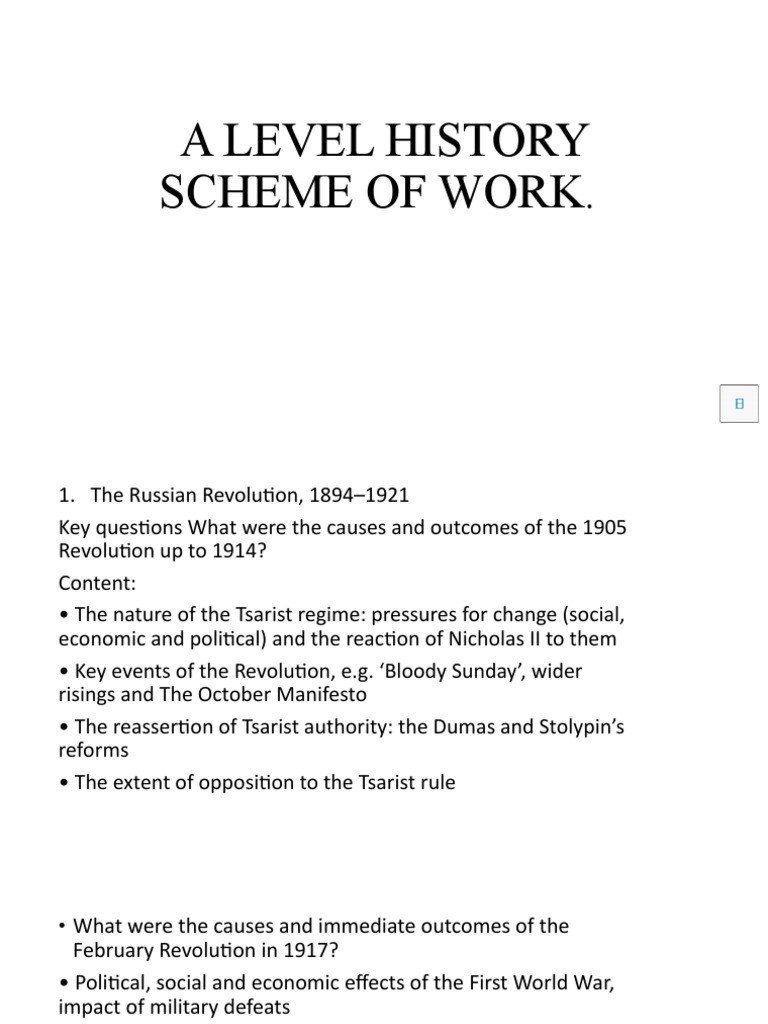 A Level History Scheme of Work | PDF | Politics | Travel