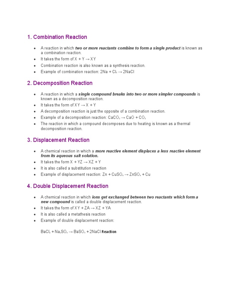 4 Types of Chemical Reactions | PDF