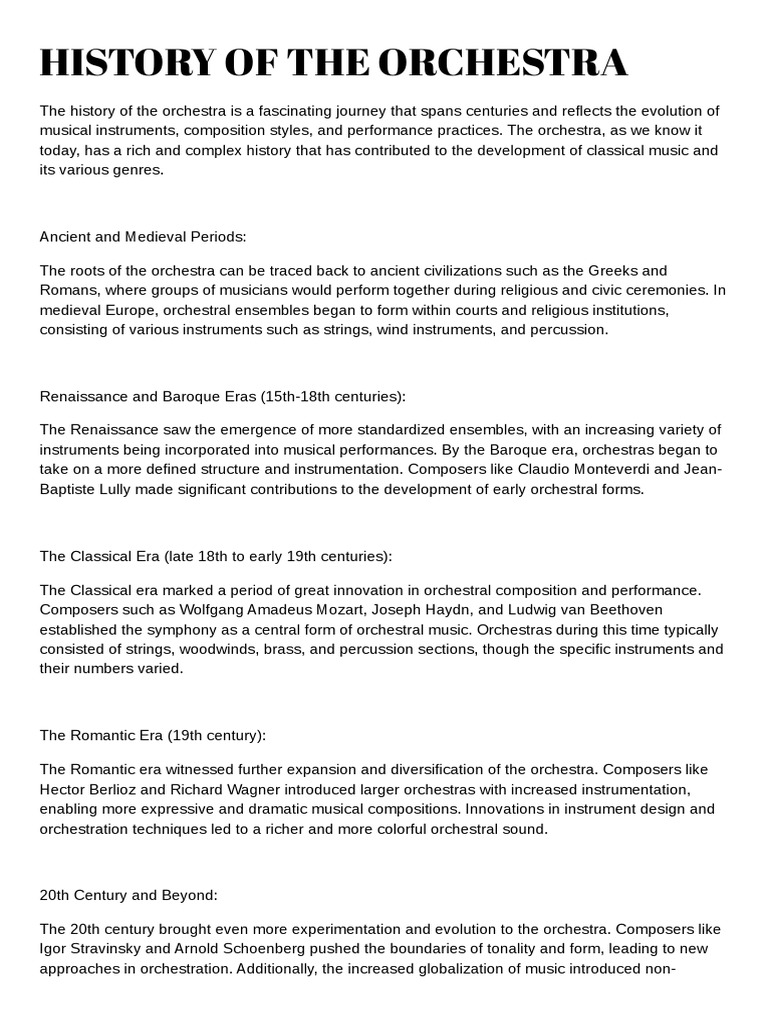 HISTORY OF THE ORCHESTRA | PDF