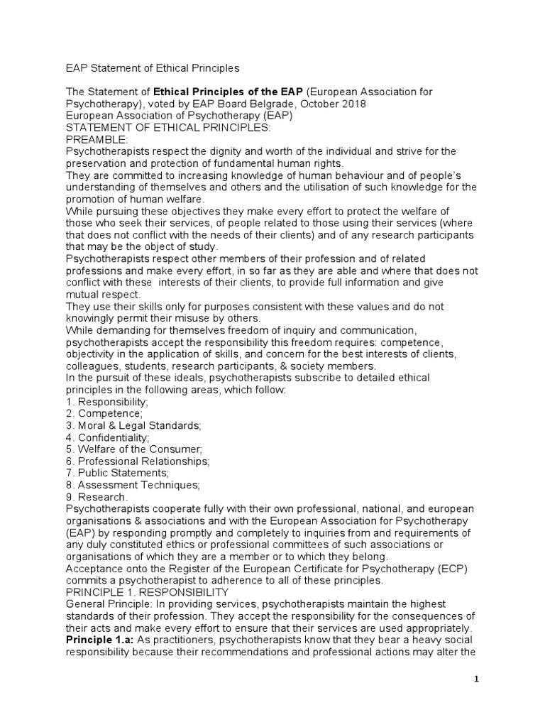 EAP Statement of Ethical Principles | PDF