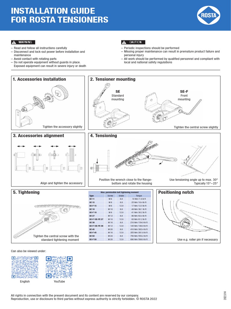 ROSTA Tensioner Install Guide | PDF