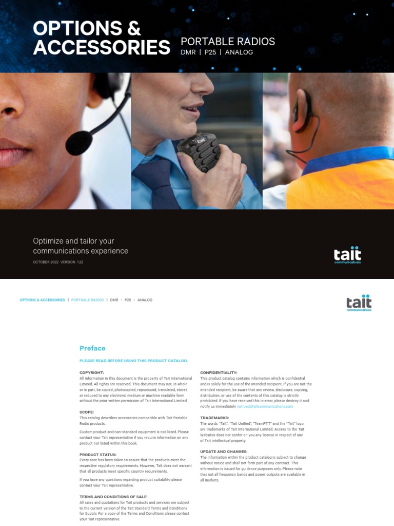 Tait Portable Radio Accessories Catalog | PDF