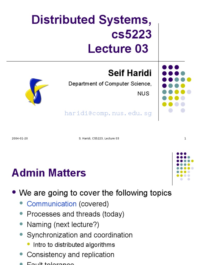 Lecture03 Hereidi | PDF | Thread (Computing) | Kernel (Operating System)