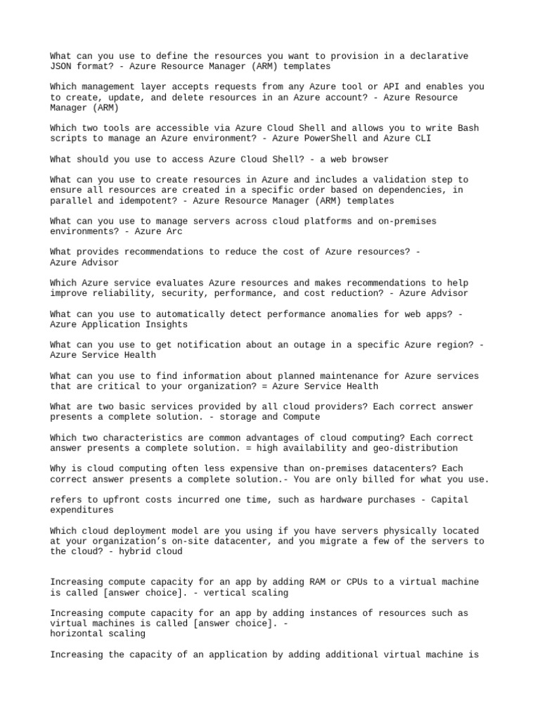 AZ 900 Questions | PDF | Cloud Computing | Software As A Service