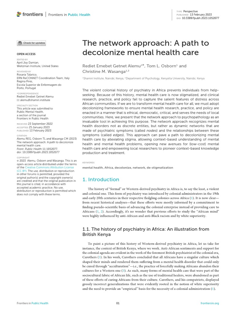 The Network Approach - A Path To Decolonize Mental Health Care | PDF The Network Approach - A Path To Decolonize Mental Health Care | PDF