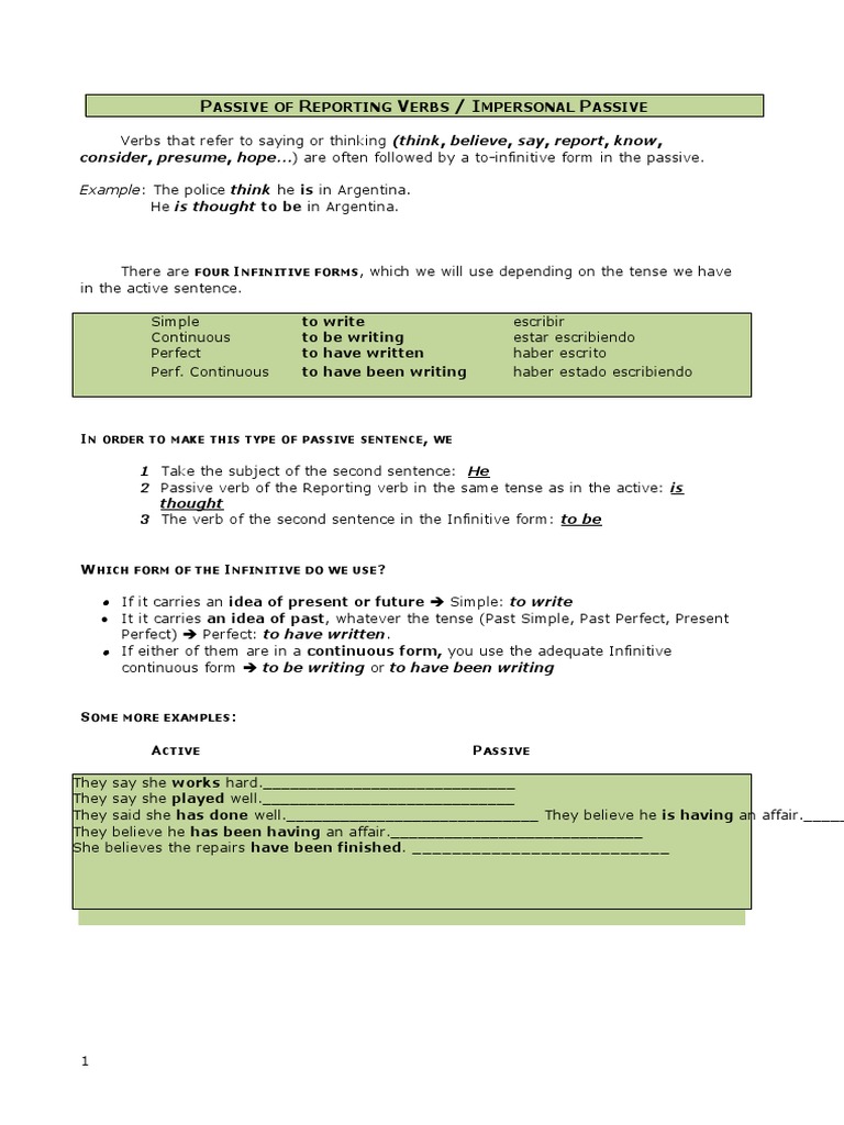 Impersonal Passive | PDF | Perfect (Grammar) | Verb