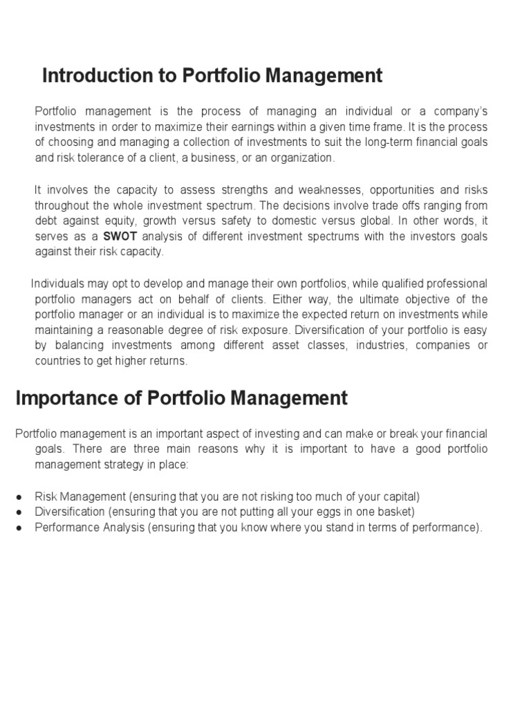 Portfolio Management Pdf