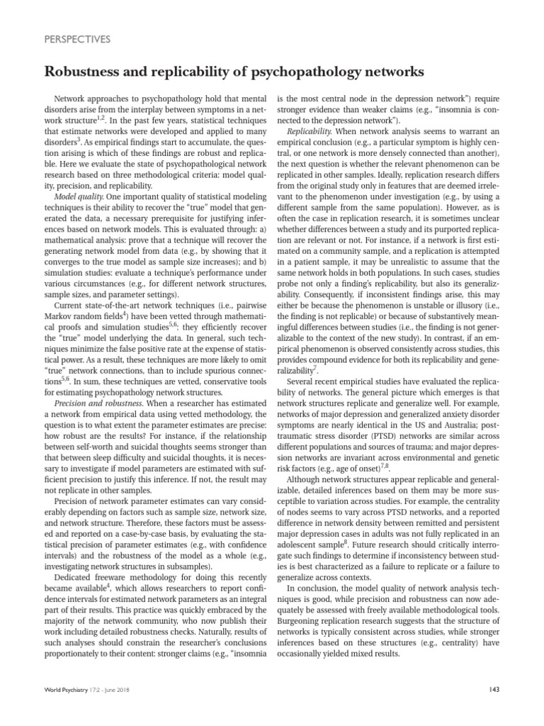 Robustness and Replicability of Psychopathology Networks | PDF ...