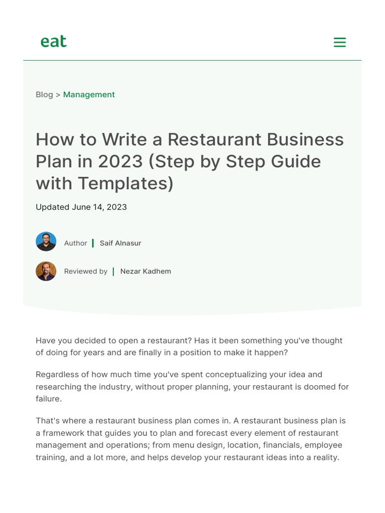 How To Write A Restaurant Business Plan in 2023 (Step by Step Guide ...