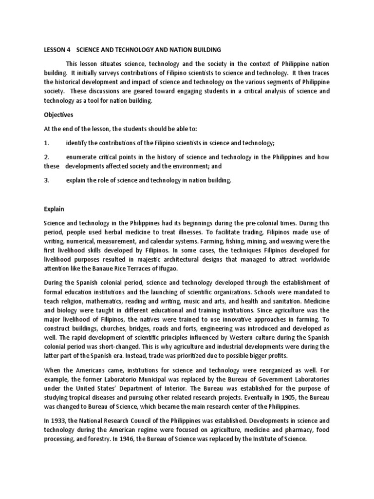 Science, Tech, and Nation Building in the Philippines | PDF
