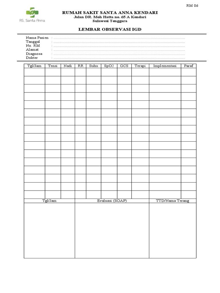 Lembar Observasi Igd | PDF