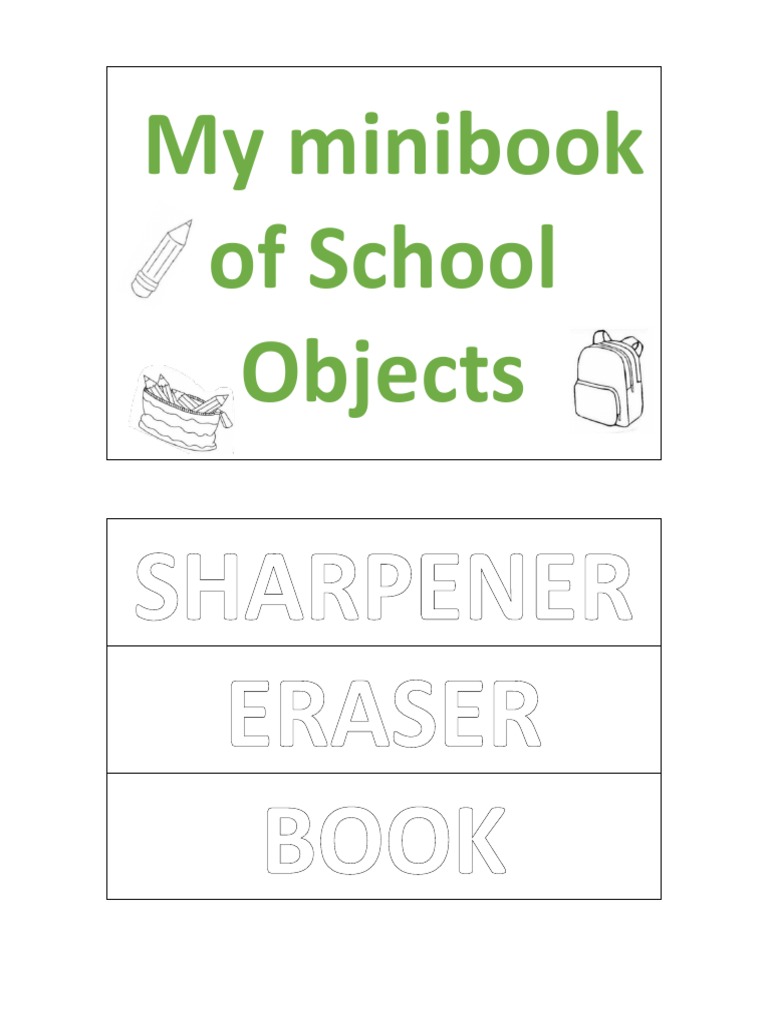 My minibook of School Objects PRIMERO | PDF