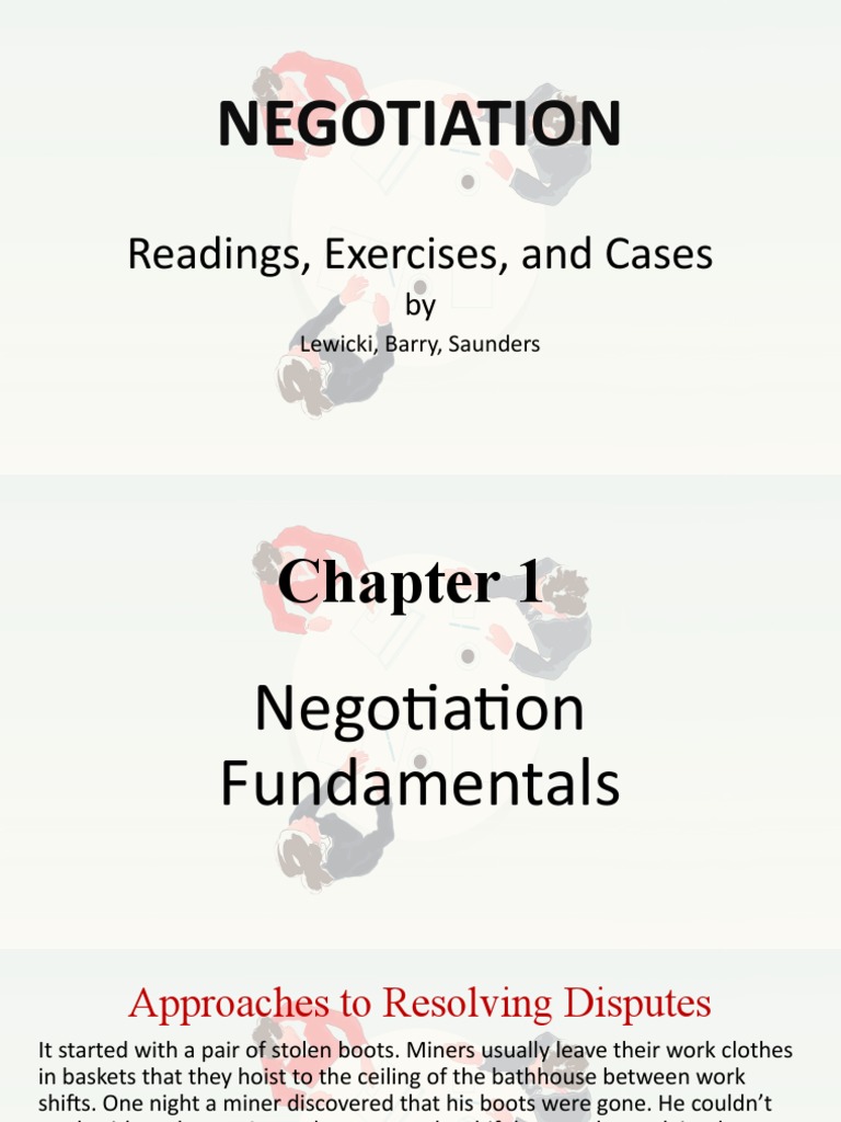 NEGOTIATION - Chapter 1 - Negotiation Fundamentals - From Lewicki | PDF