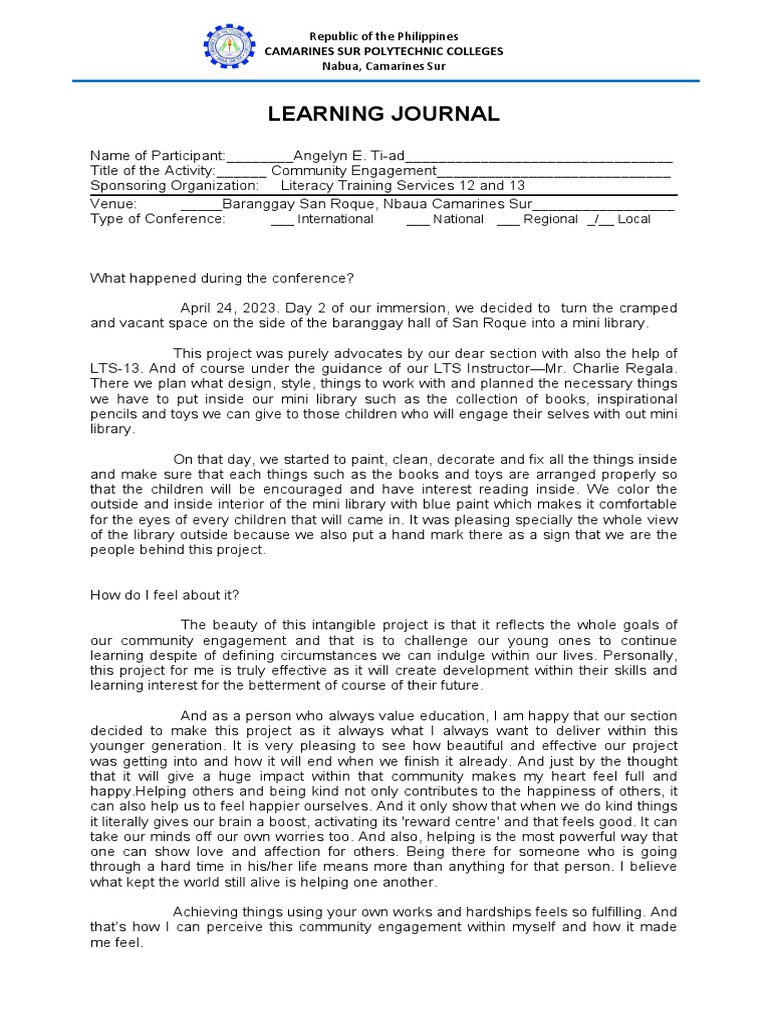 Learning Journal | PDF