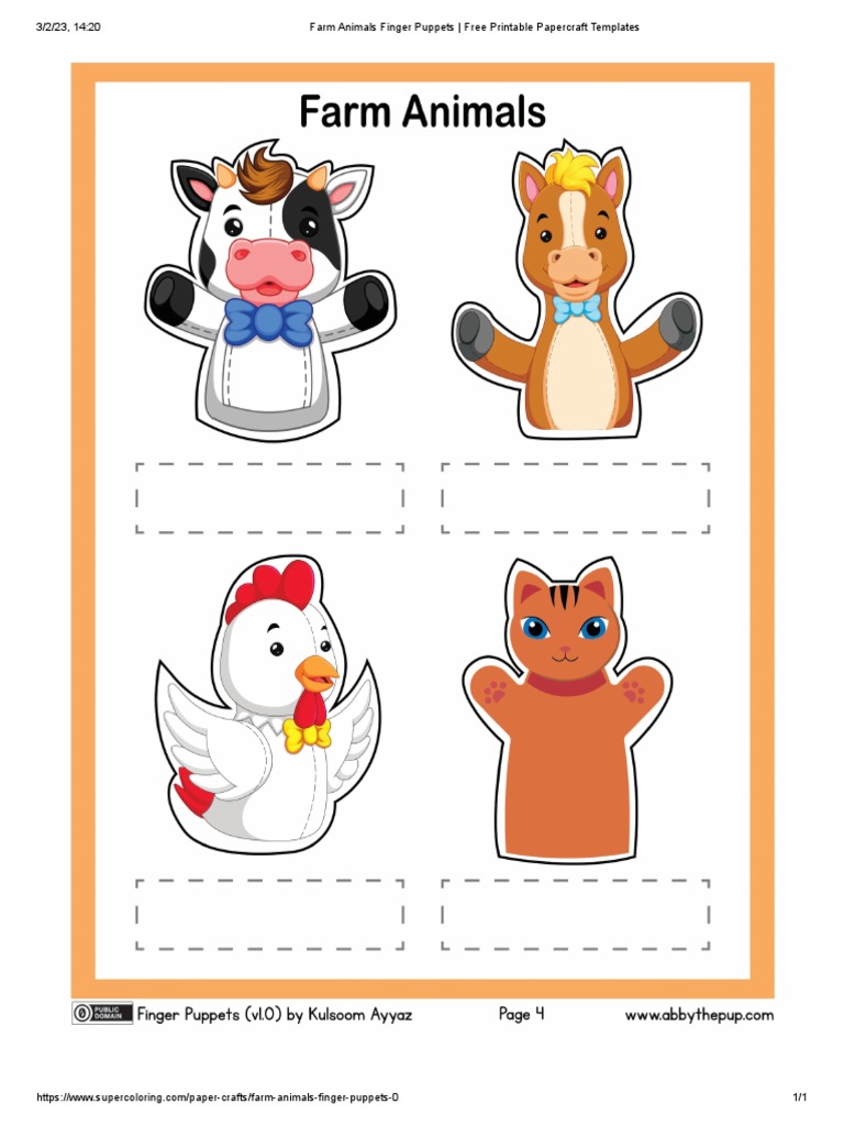 Farm Animals Finger Puppets - Free Printable Papercraft Templates | PDF