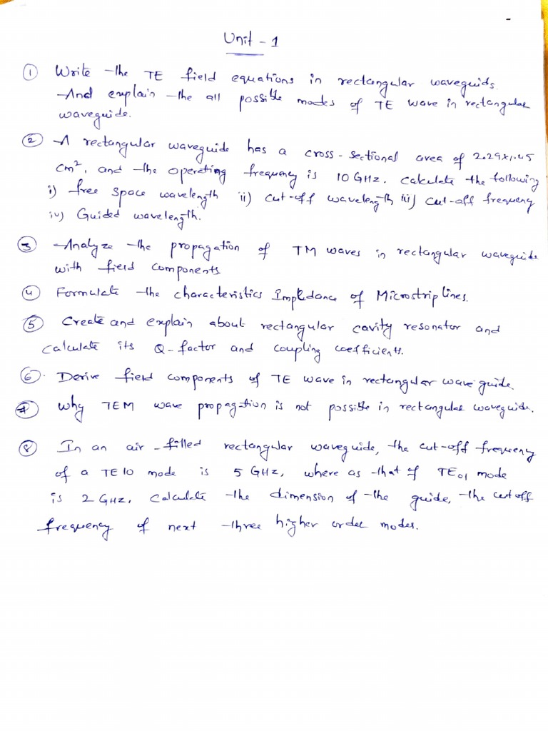 MWE Important Questions-1 | PDF | Electrical Engineering | Oscillation