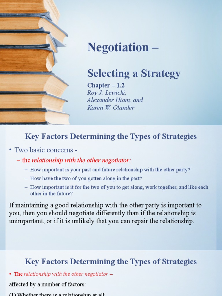 NEGOTIATION - Chapter 1.2 - Selecting A Strategy - From Lewicki | PDF ...