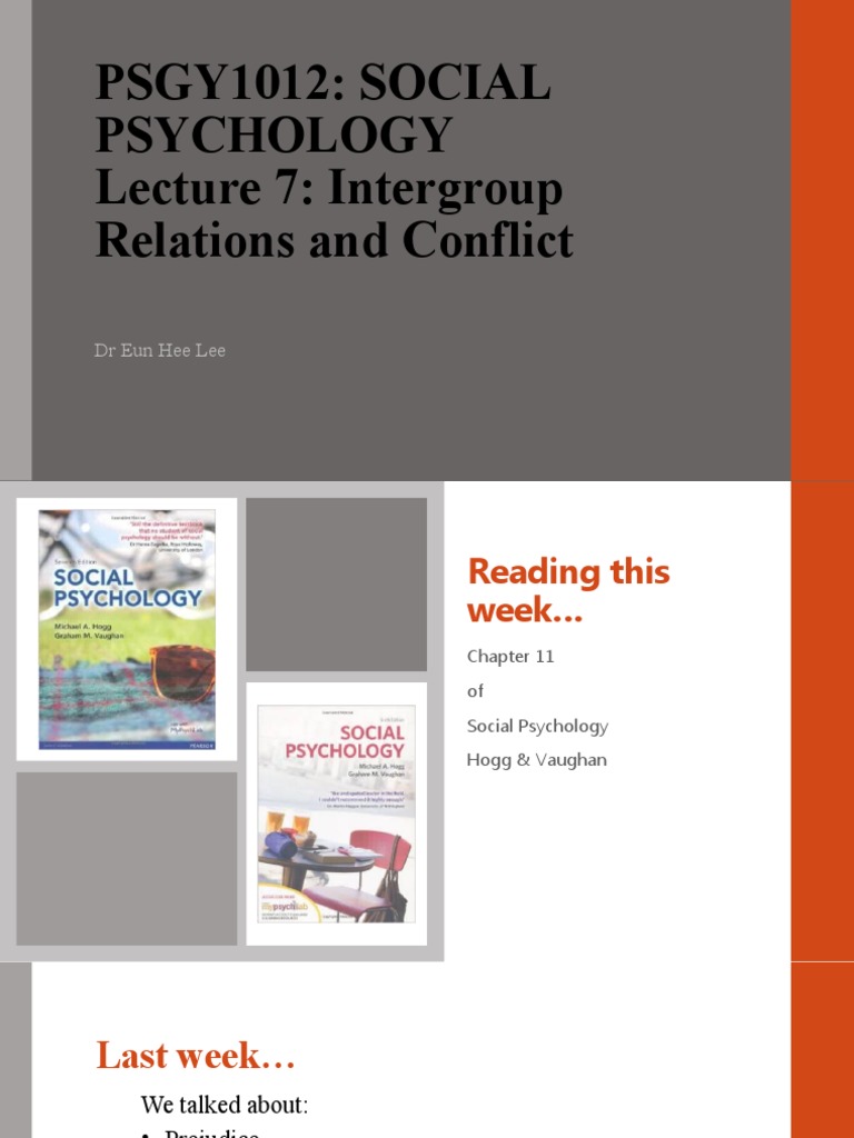 Lecture 7 - Intergroup Relations and Conflict | PDF