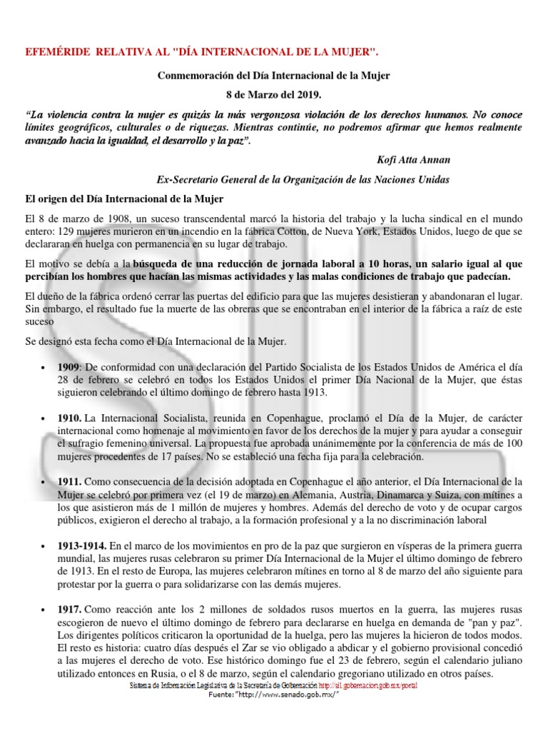 Dia Internacional de La Mujer | PDF