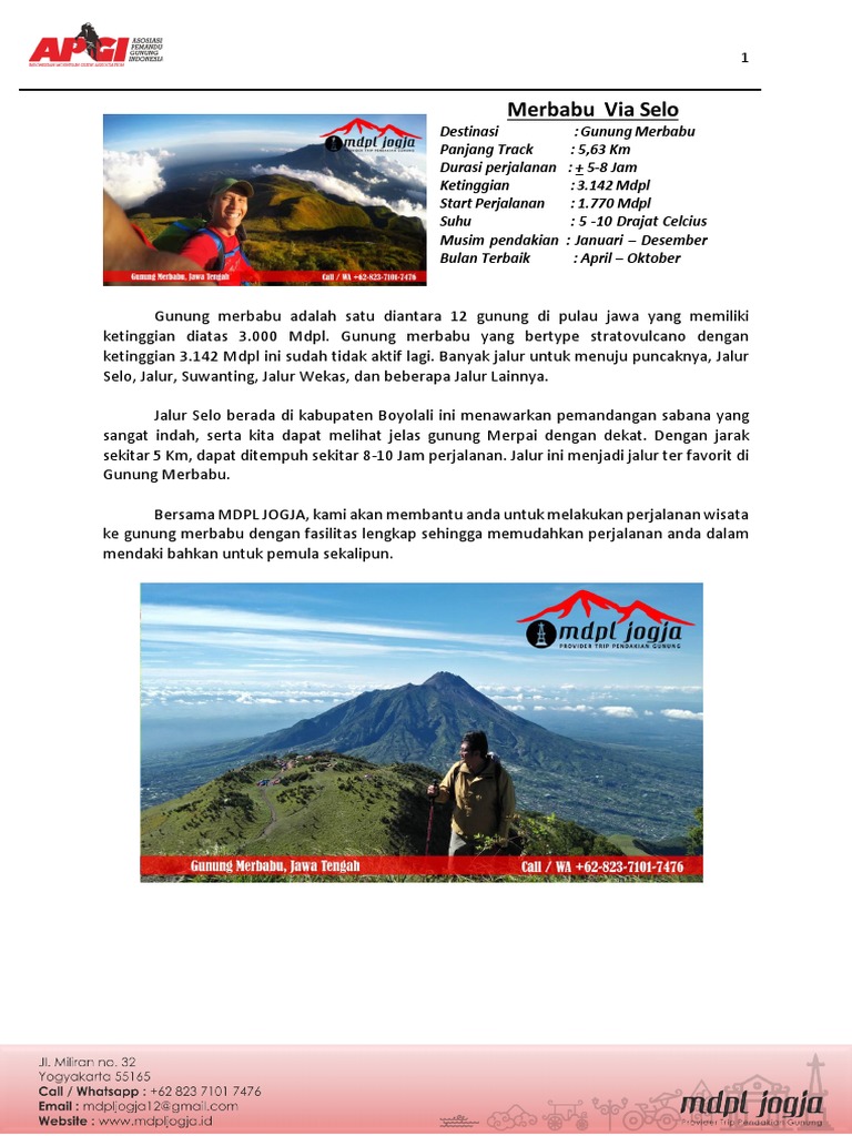 OT Gunung Merbabu Via Selo 2023 | PDF