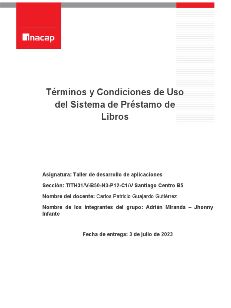 Términos y Condiciones de Uso Del Sistema de Préstamo de Libros | PDF