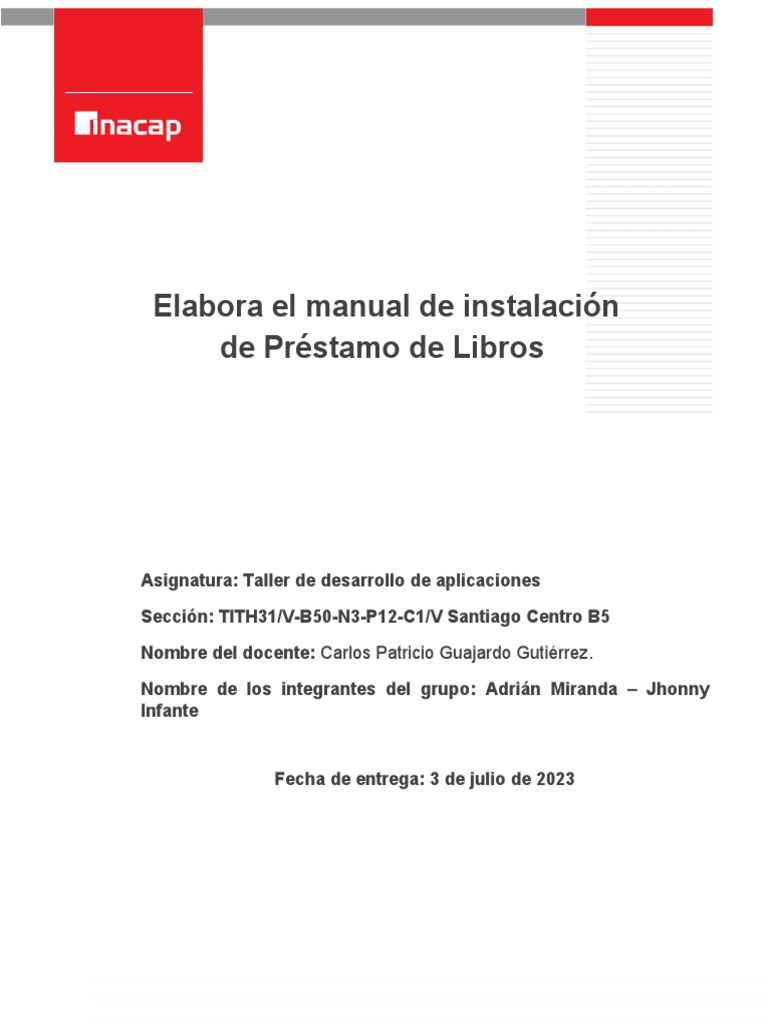 Manual de Instalacion Del Sistema de Prést de Libros | PDF | Hardware de la computadora | Mi sql