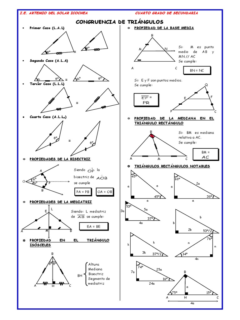 Triángulos Notables y MRU | PDF | Objetos geométricos | Geometría
