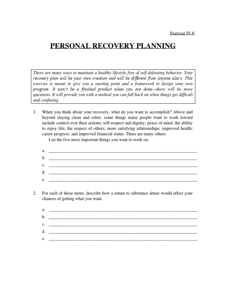My Recovery Plan | PDF