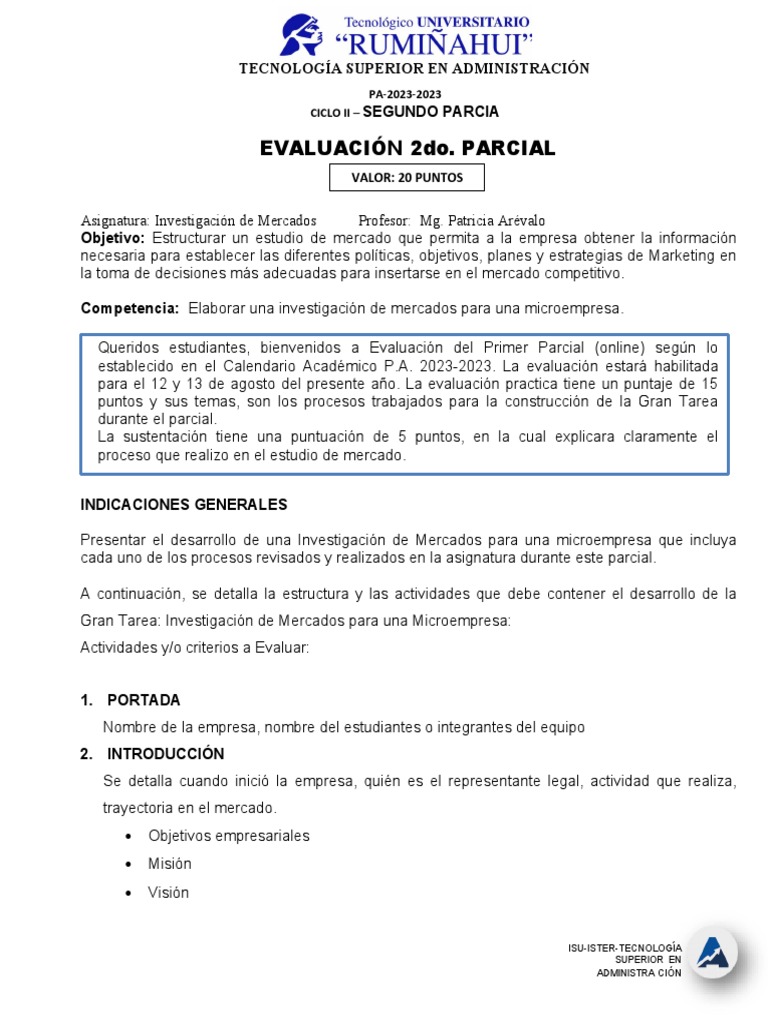 Modelo de Examen Del Segundo Parcial | PDF | Investigación de mercado ... Modelo de Examen Del Segundo Parcial | PDF | Investigación de mercado ...