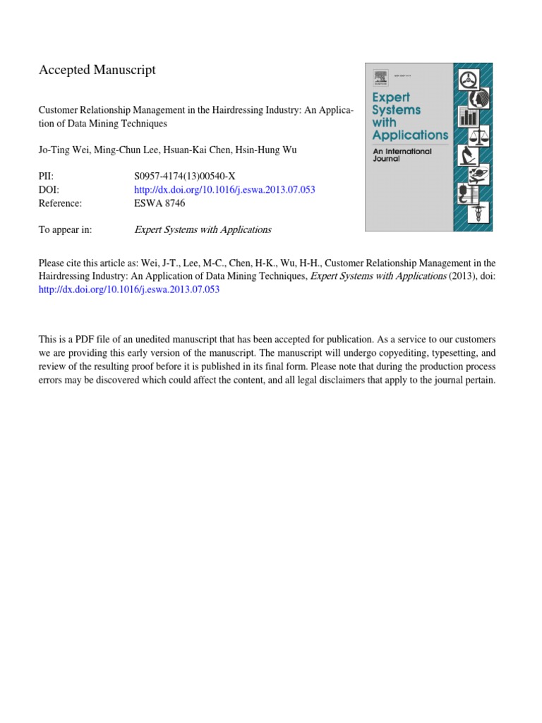 CRM Strategies for Hair Salons Using Data Mining | PDF | Customer ...