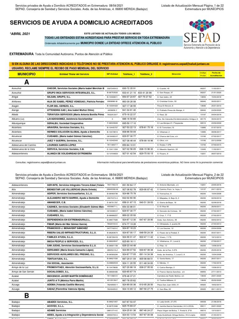 Servicios AYUDA A DOMICILIO y PROMOCION DE LA AUTONOMIA PERSONAL ...