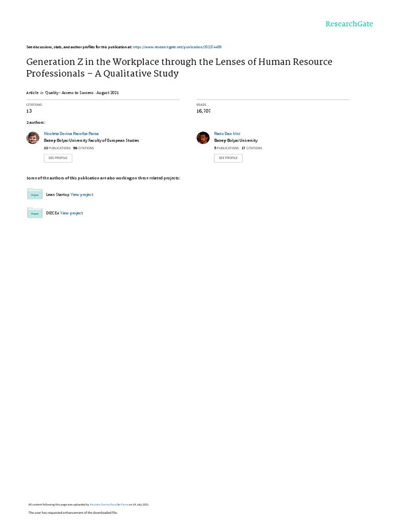 AB 22 Generation Z in The Workplace Through The Lenses of Human ...