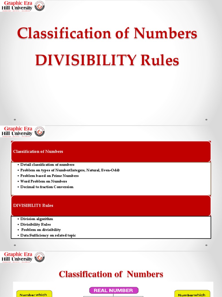 Classification of Numbers and Divisibility Rule | PDF