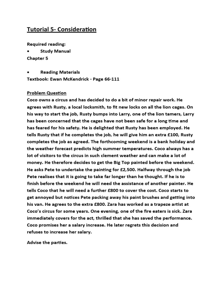 Tutorial 5 - Consideration - Question | PDF