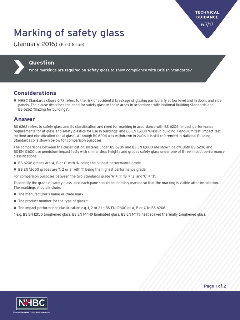 Marking of Safety Glass | PDF