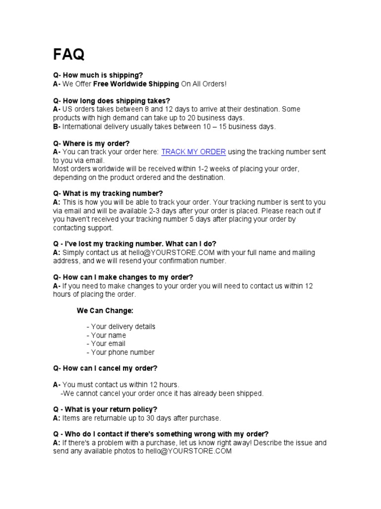05-FAQ, About Us & Shipping Policy Templates | PDF | Online Shopping ... 05-FAQ, About Us & Shipping Policy Templates | PDF | Online Shopping ...