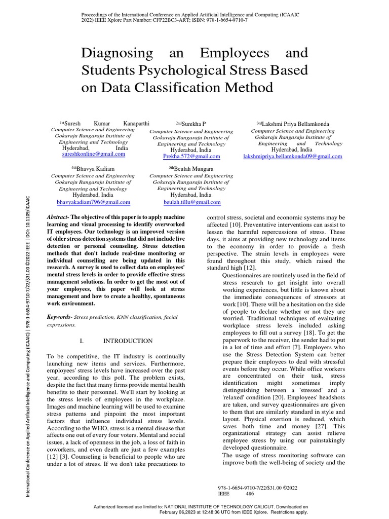 AI-Based Employee Stress Detection | PDF