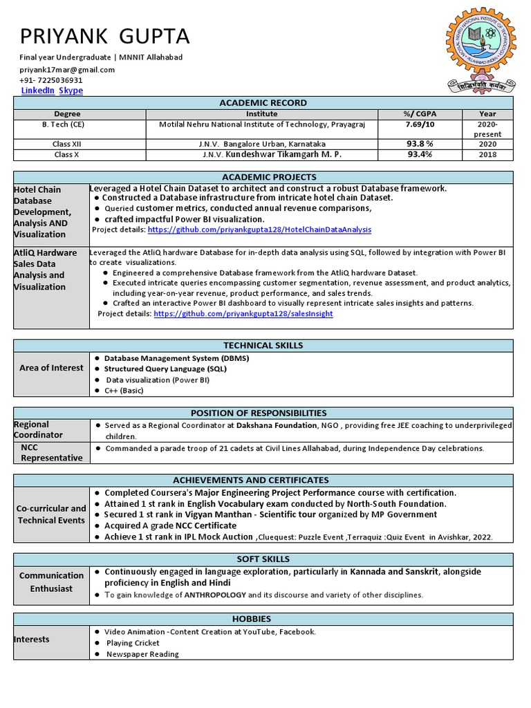 Engineering Student Profile | PDF