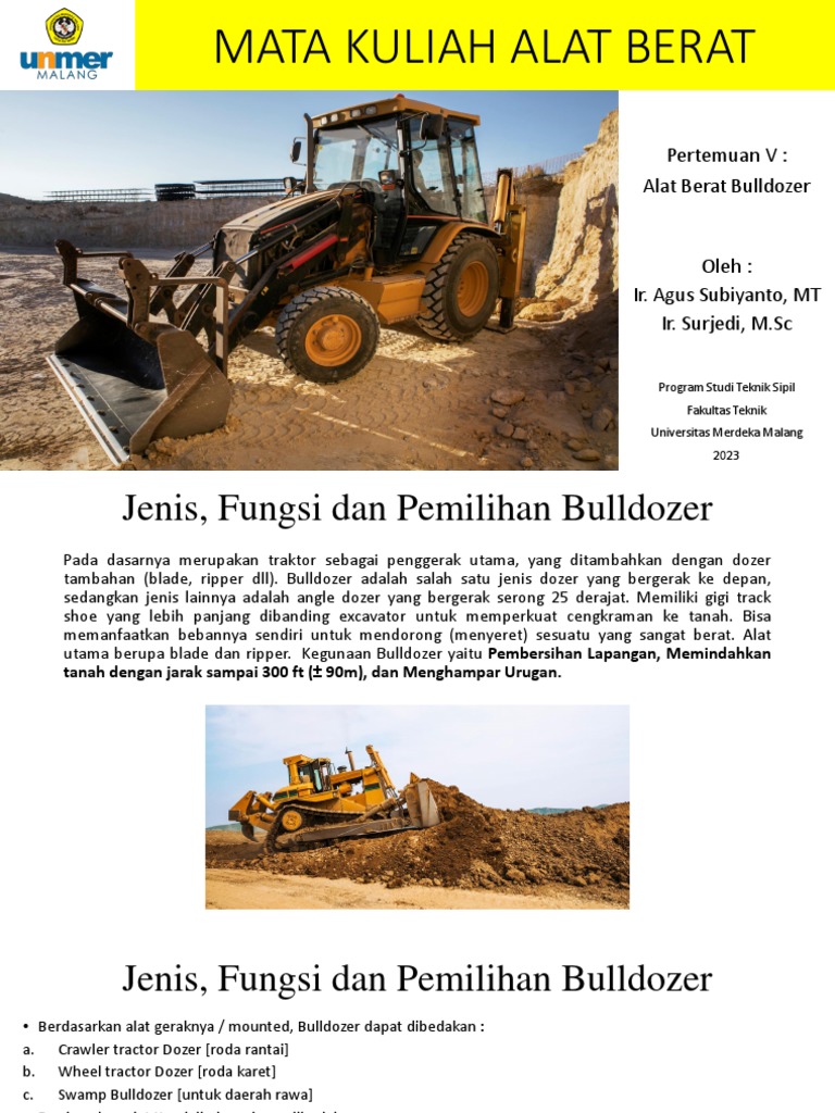 PERTEMUAN 5 - Alat Berat Bulldozer | PDF