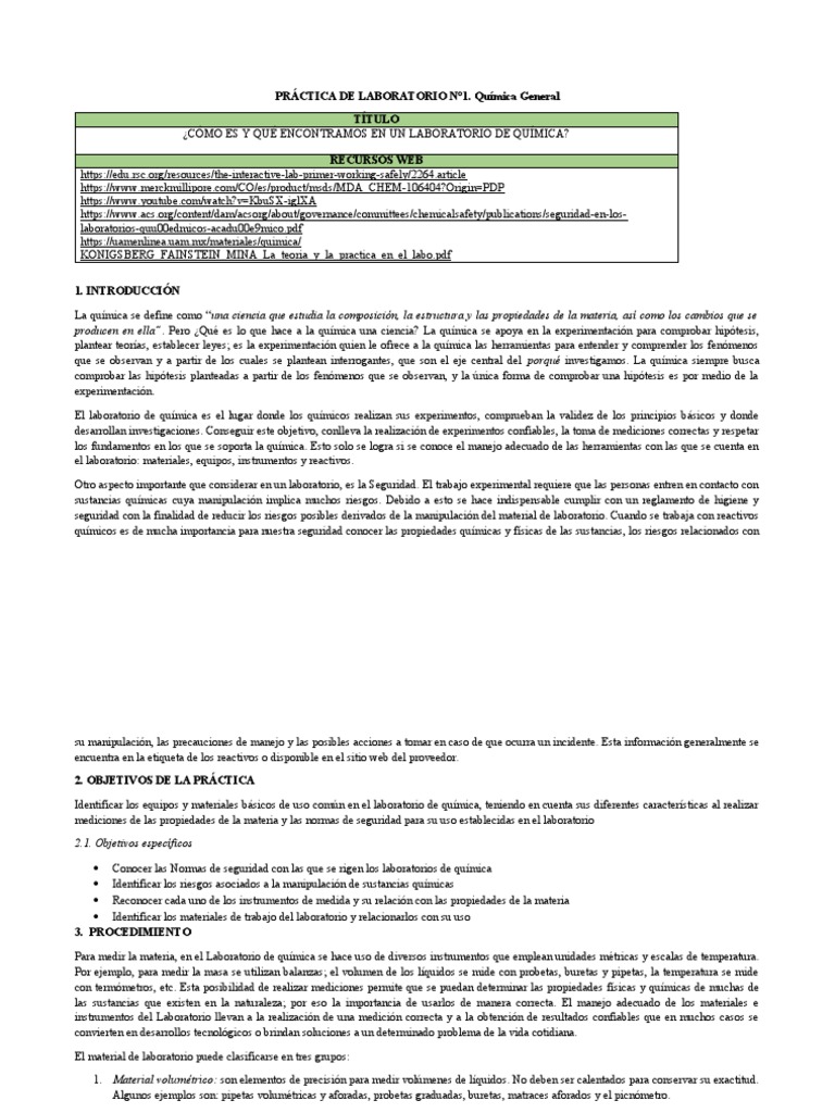 Práctica De Laboratorio Pdf Laboratorios Experimentar