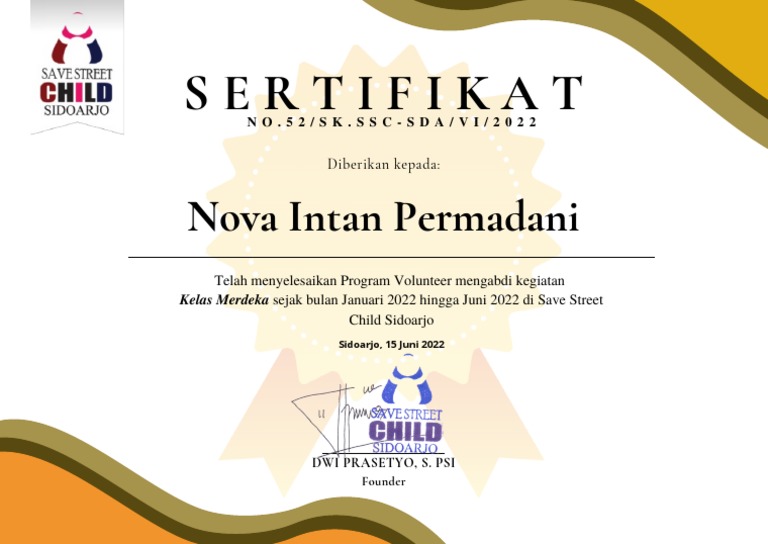 52 SK Sertifikat - Nova Intan Permadani | PDF