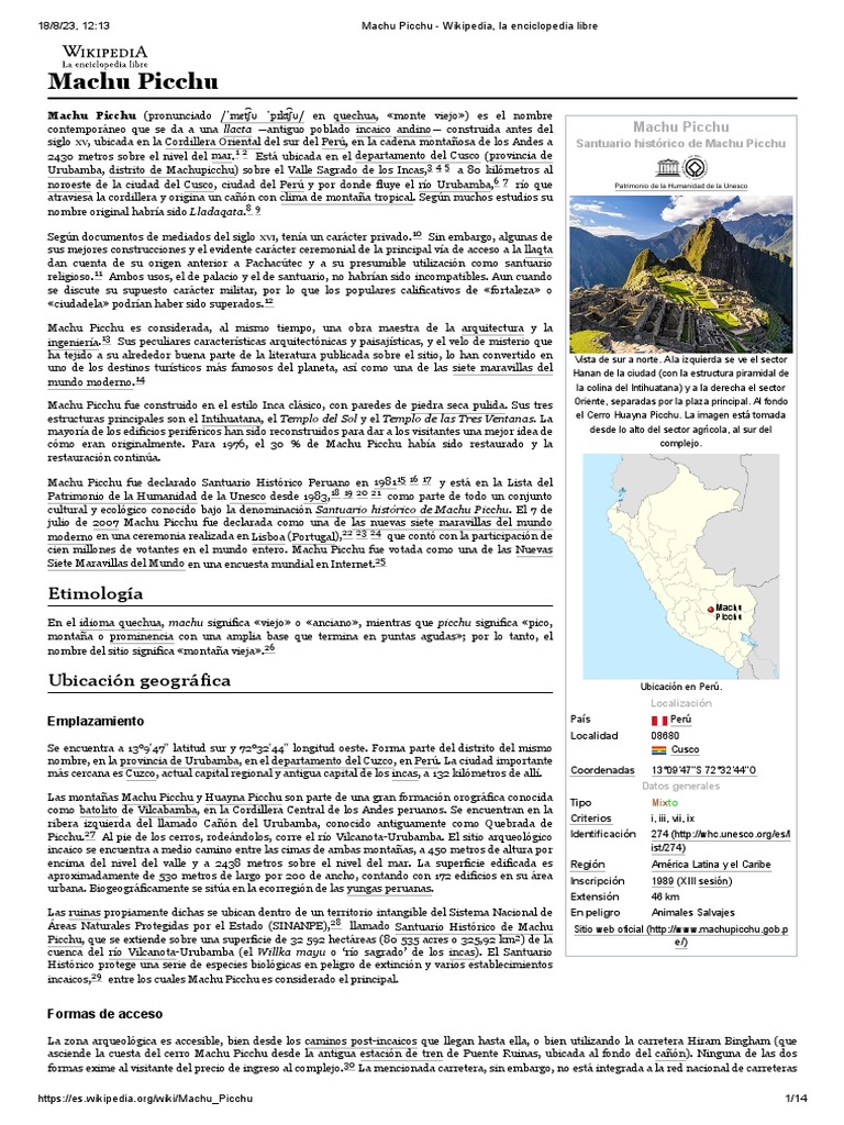 Machu Picchu | PDF