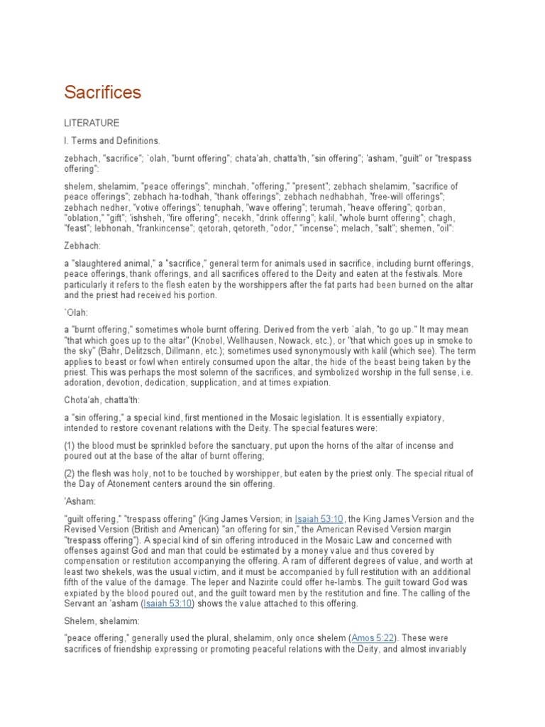 Sacrifices in The Bible | PDF | Book Of Exodus | Korban