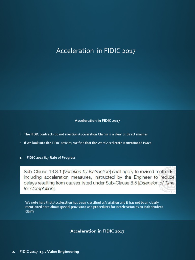 Lesson 18 Acceleration in FIDIC KM | PDF | Technology & Engineering
