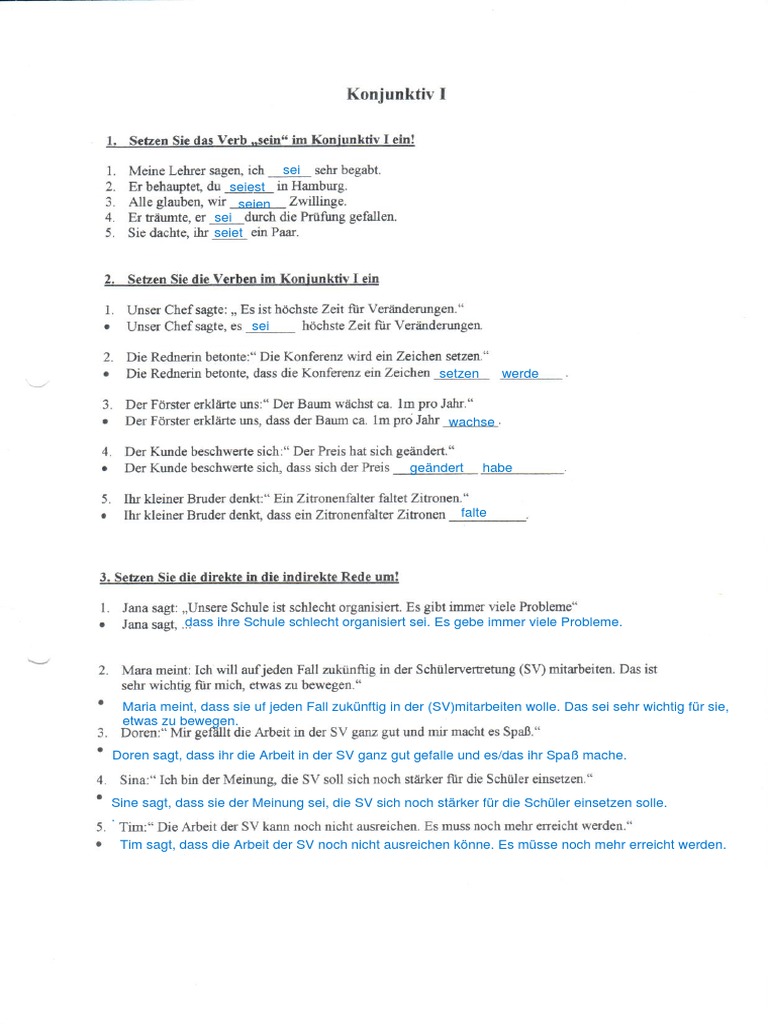Konjunktiv I Übungen | PDF