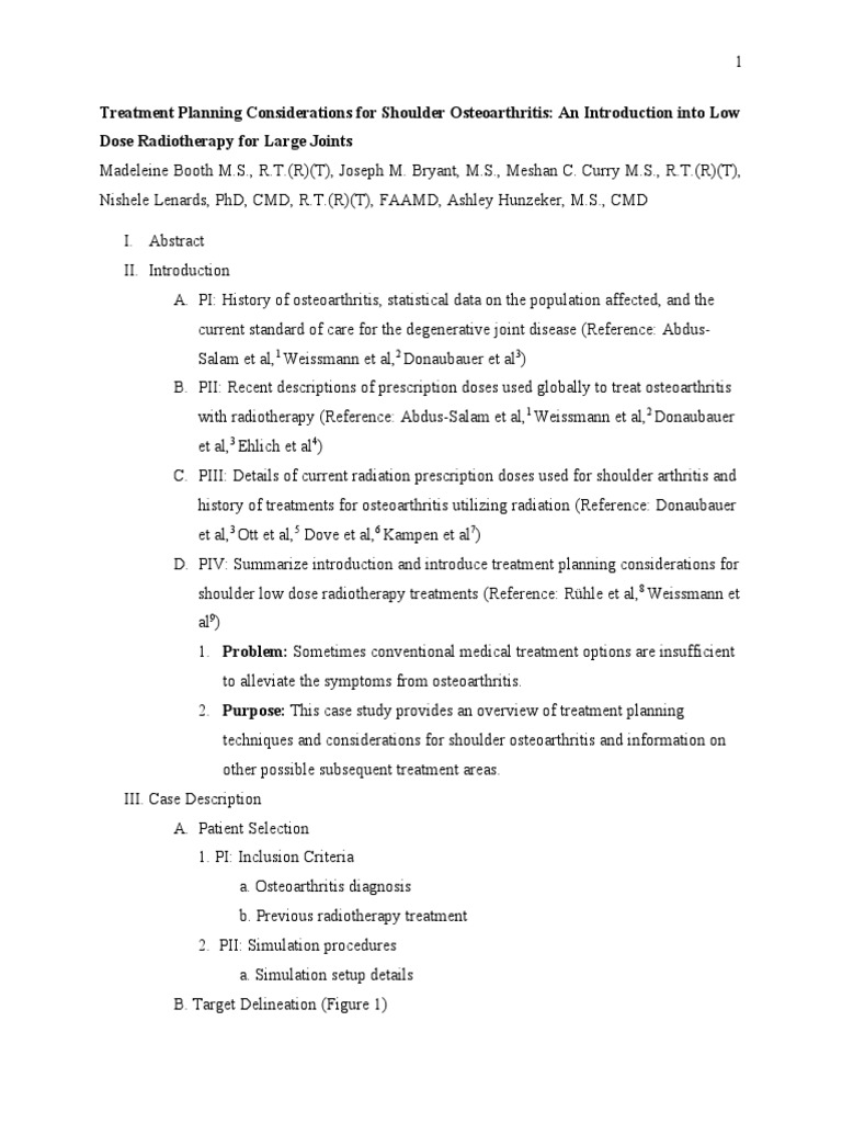 Outline Dos 731 | PDF | Osteoarthritis | Radiation Therapy