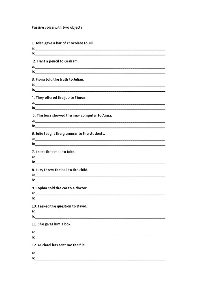 Passive Voice With Two Objects | PDF