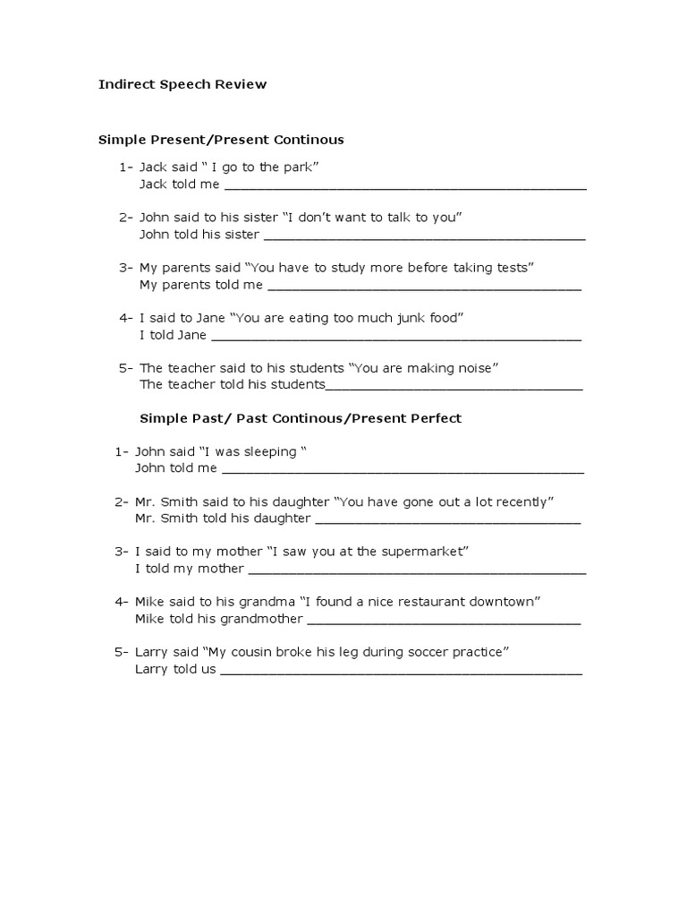 Indirect Speech | PDF