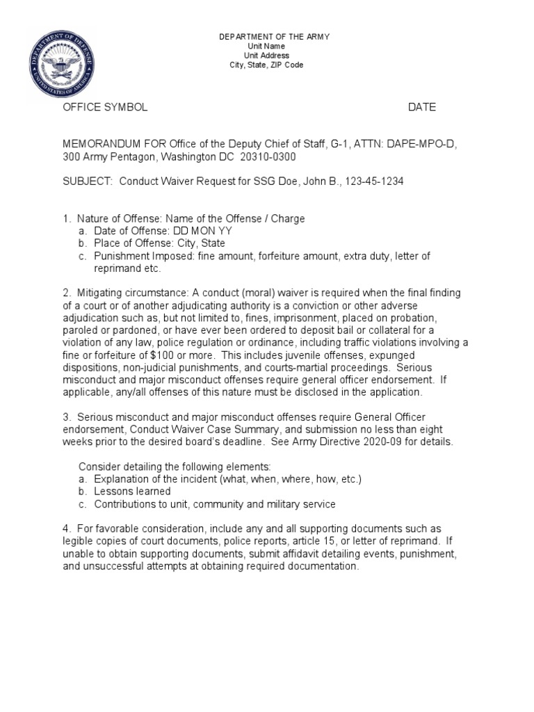 Conduct Waiver Memo - 1 - 1 | PDF