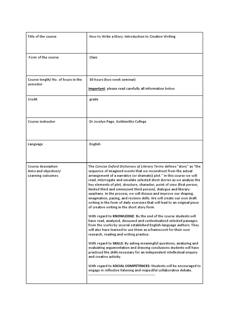 Page, How To Write A Story Introduction To Creative Writing | Download ...
